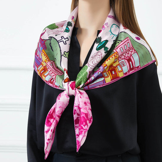 Montreal Pure Silk Large Square Scarf - Ft Original Artwork – Soft ...