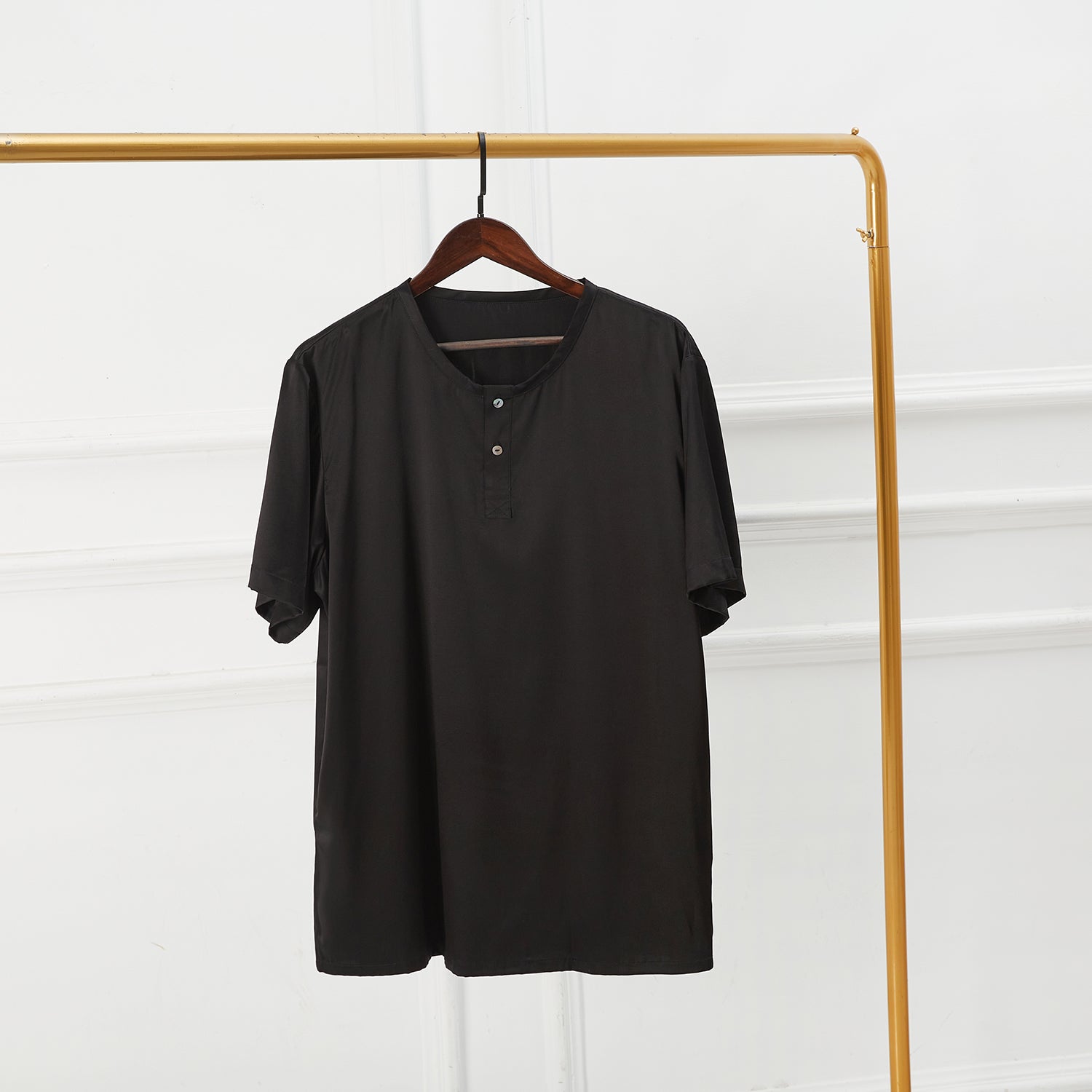 Sample Pure Mulberry Silk Men's T-Shirt Size M | Henley Collar, Short ...