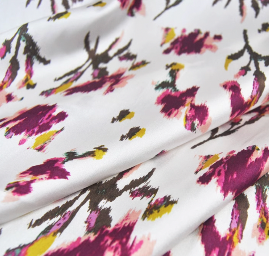 #4 Abstract Flowers | Fabric for Customization – Soft Strokes Silk